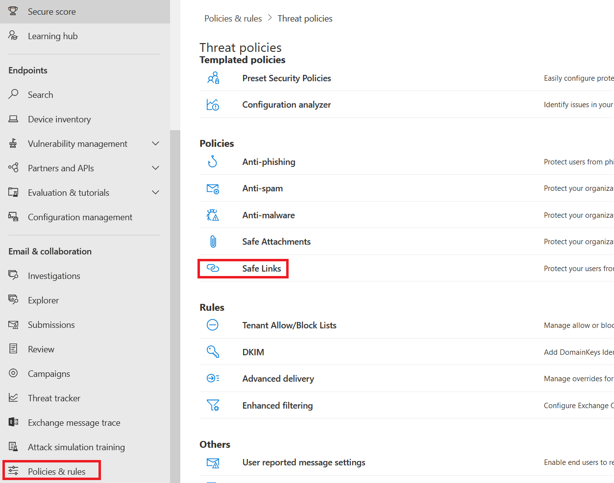 Office 365 implement Safe Links Policy (Manual) | 2 Azure